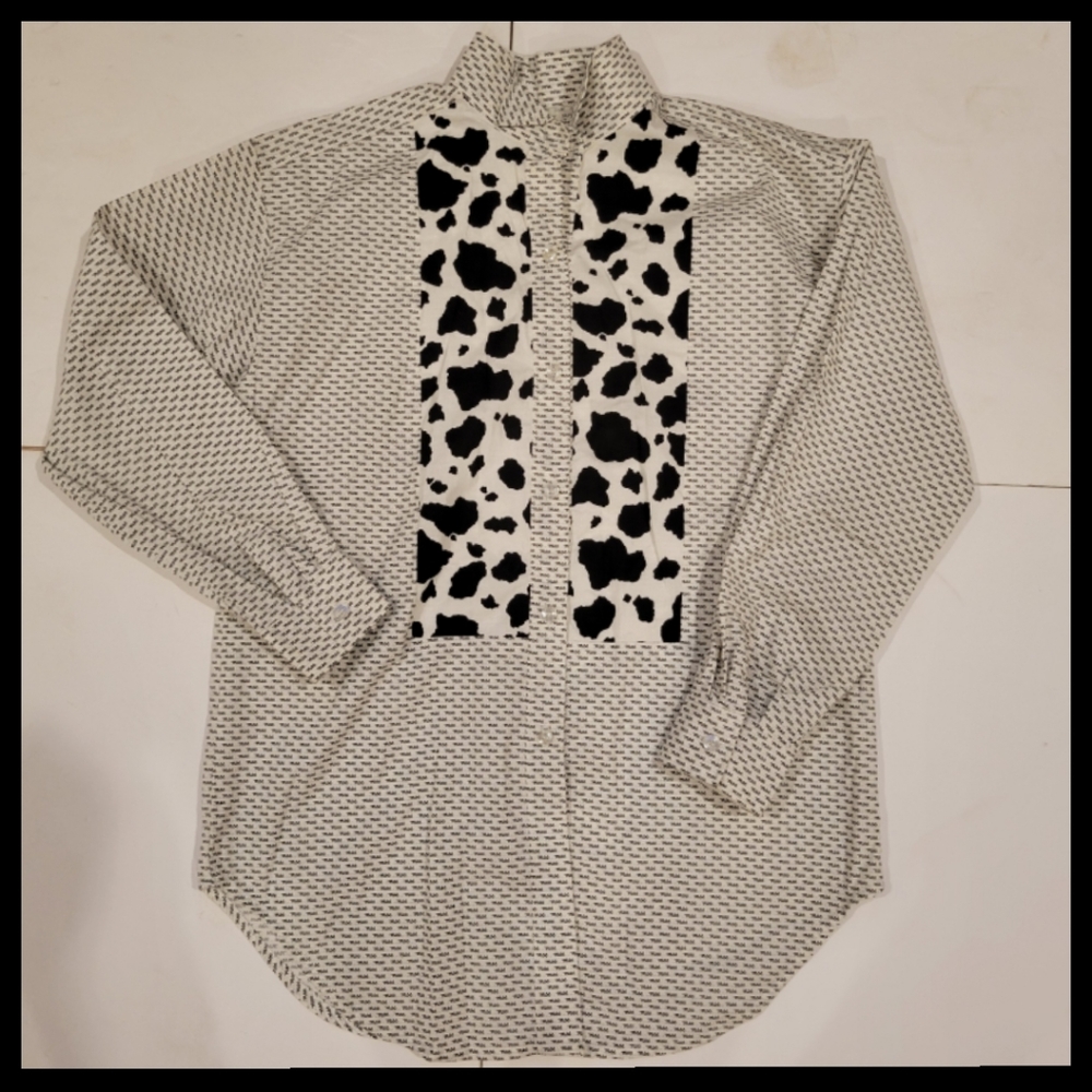 Moo Moo Cow Print Cotton Tunic Top - Gem